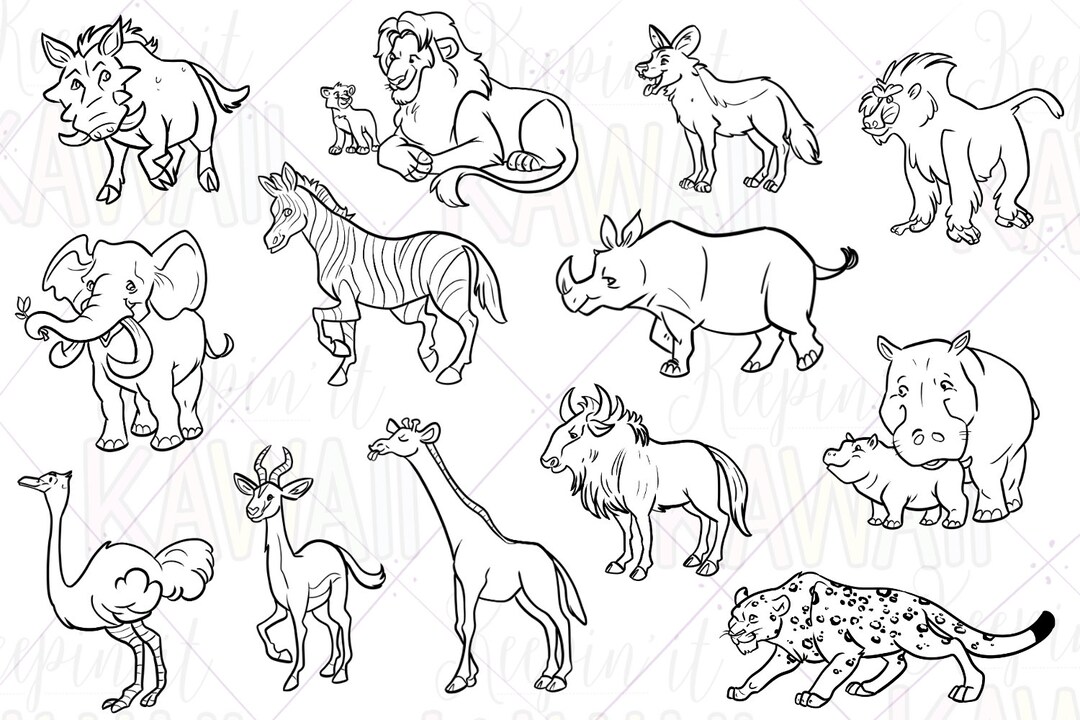 African Animals Clip Art, Kawaii African Animals, Animal Clip Art ...