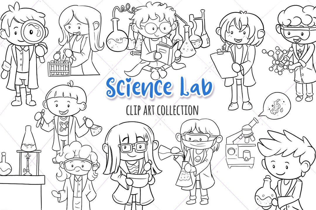 Cute Science Lab Clipart, Kid Scientist Clip Art, Kawaii Laboratory ...