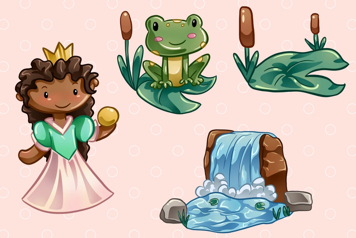 Princess and the Frog Clipart, Cute Frog Prince Clip Art, Kawaii ...