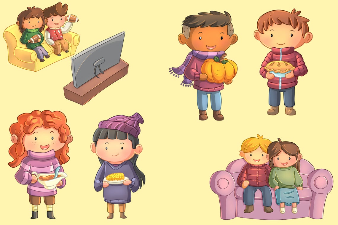 Family Thanksgiving Clip Art Fall Thanksgiving Gathering - Etsy Canada