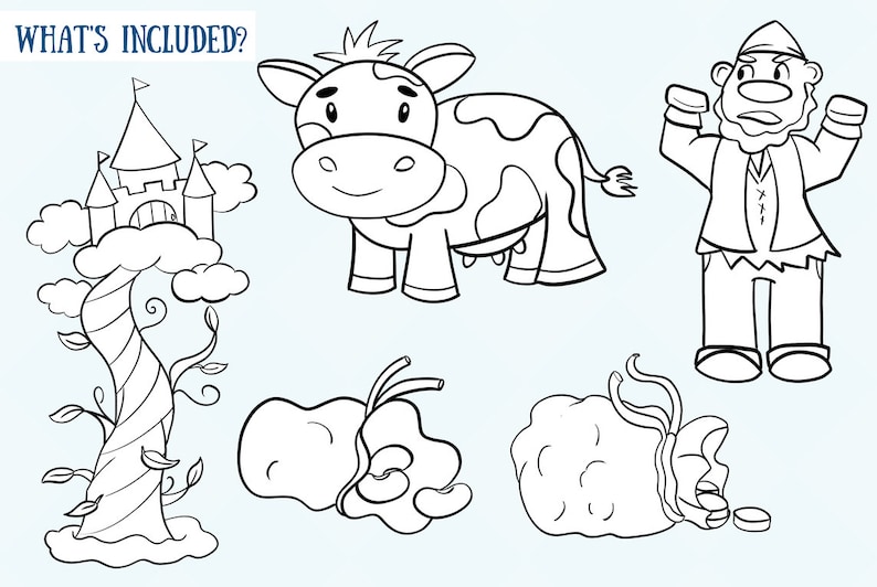 Jack and the Beanstalk Black and White Illustrations Fairy - Etsy Singapore