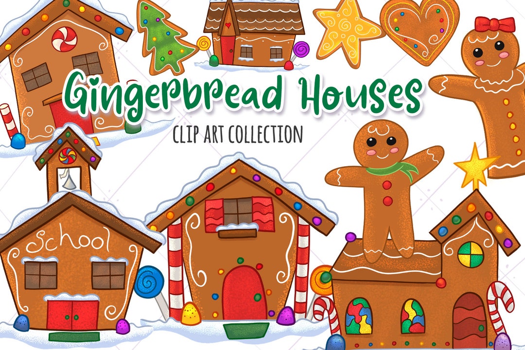 Ginger Bread Clip Art Collection, Cute Christmas Clip Art, Gingerbread ...