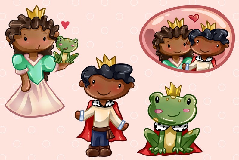 Princess and the Frog Clipart, Cute Frog Prince Clip Art, Kawaii ...