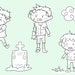 Cute Zombie Halloween Clip Art Collection, Zombie Boys Graphics, Zombie ...