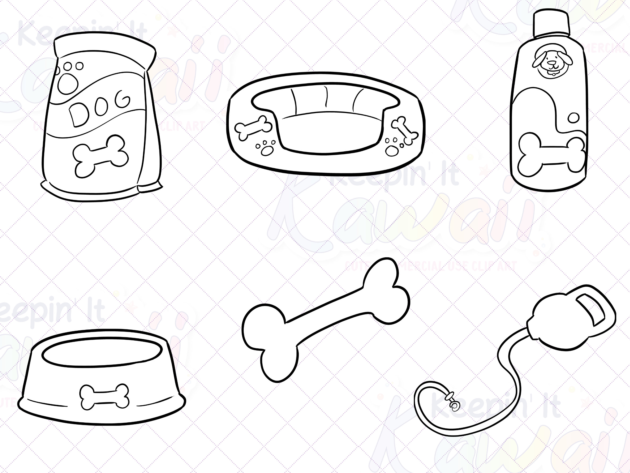 Dog Stuff Clip Art Cute Pets Clipart Cute Kids and Pets - Etsy