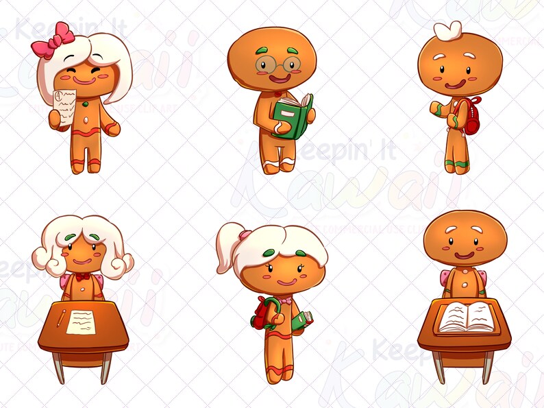 Gingerbread School Clip Art Collection, Christmas Kids Clipart ...