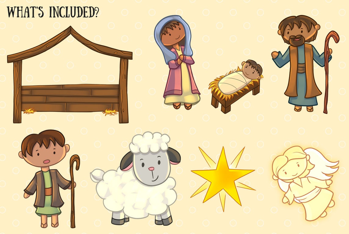 Cute Christmas Nativity Clip Art Bible Story Christmas - Etsy