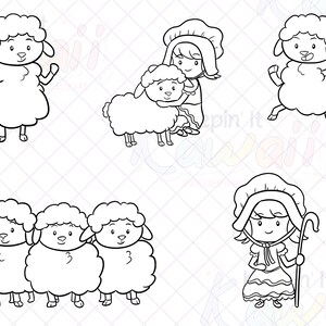 Little Bo Peep Clip Art, Mother Goose Clipart, Nursery Rhyme Clipart ...