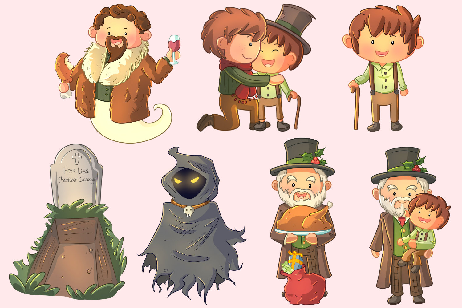 A Christmas Carol Cute Clip Art Illustrations, Christmas Carol Scrooge ...