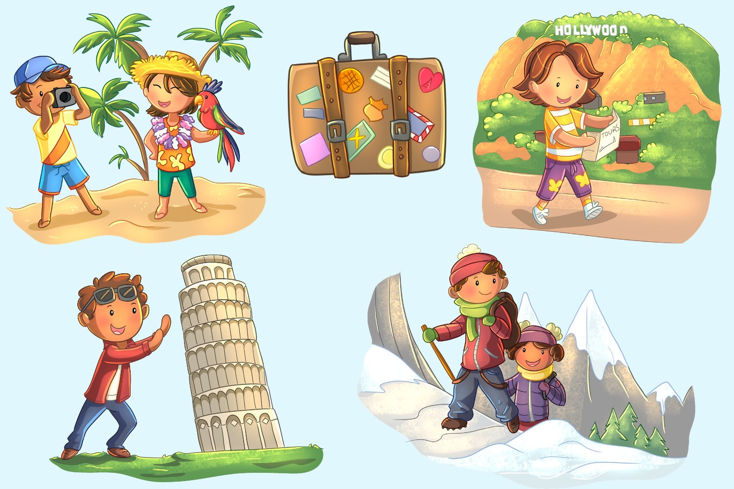 World Travel Clip Art, Tourists Clipart, Vacation Clipart, Travel ...