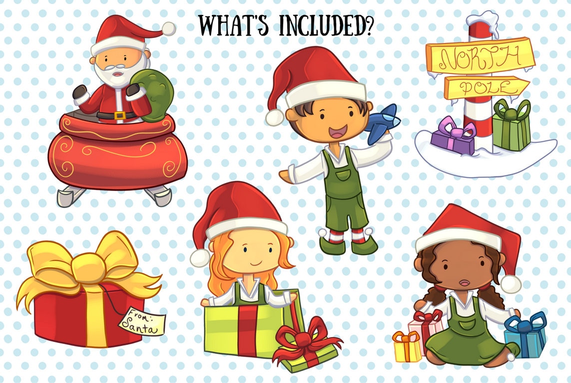 Santa's Workshop Clip Art Collection Cute Christmas Clip - Etsy