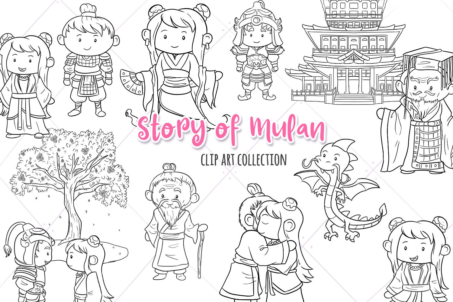 Cute Mulan Story Book Clipart, Mulan Princess Clip Art, Brave Princess ...