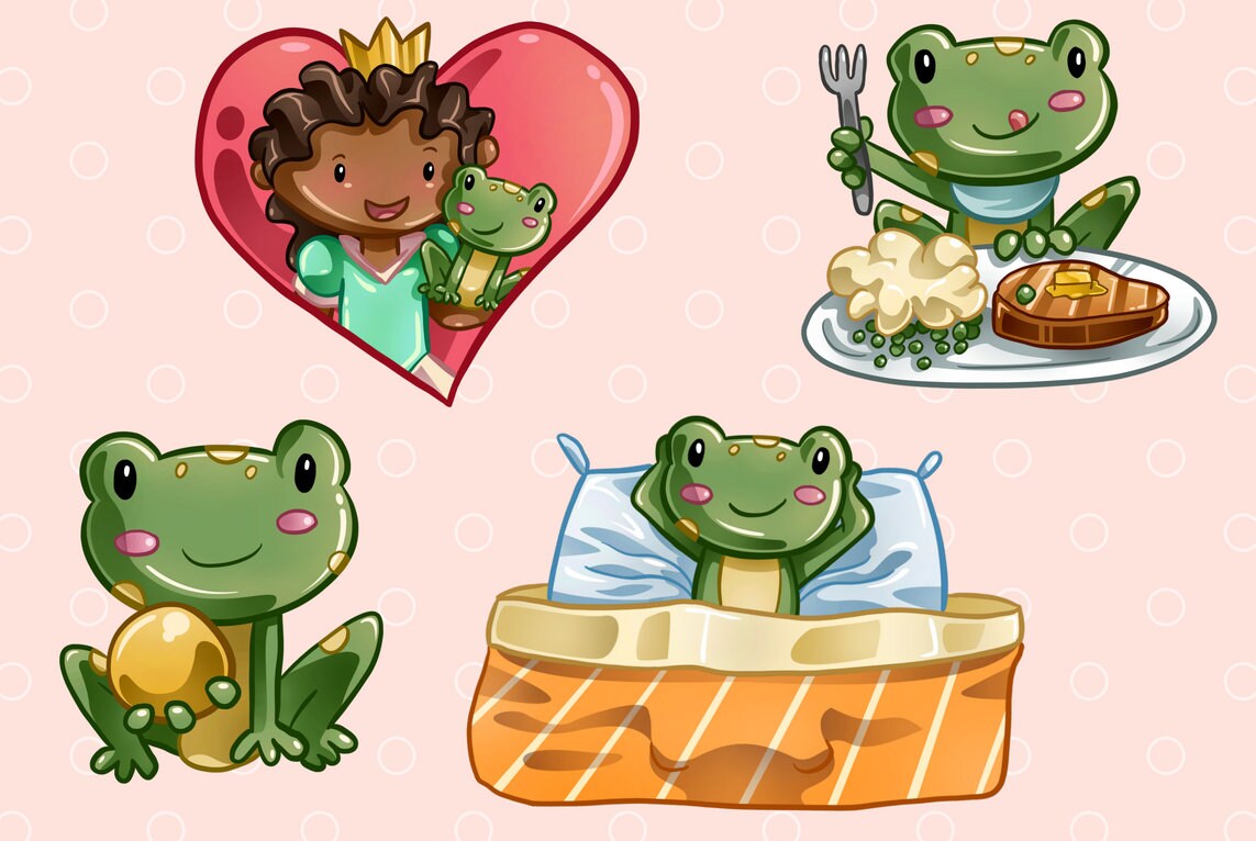 Princess and the Frog Clipart Cute Frog Prince Clip Art - Etsy
