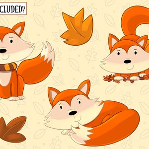 Cute Fall Foxes Clip Art Collection, Kawaii Foxes Clipart, Cute ...