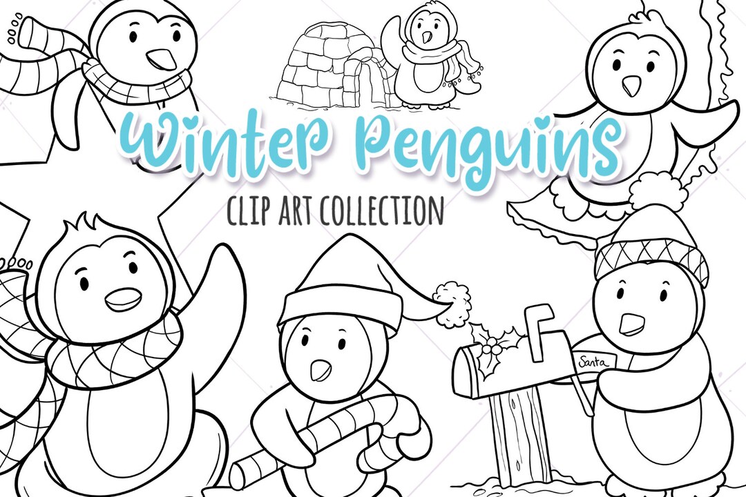 Penguin Christmas Clip Art Collection, Cute Christmas Clip Art ...