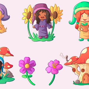 Spring Gnome Girls Clipart, Cute Garden Gnome Clip Art, Kawaii Gnomes ...
