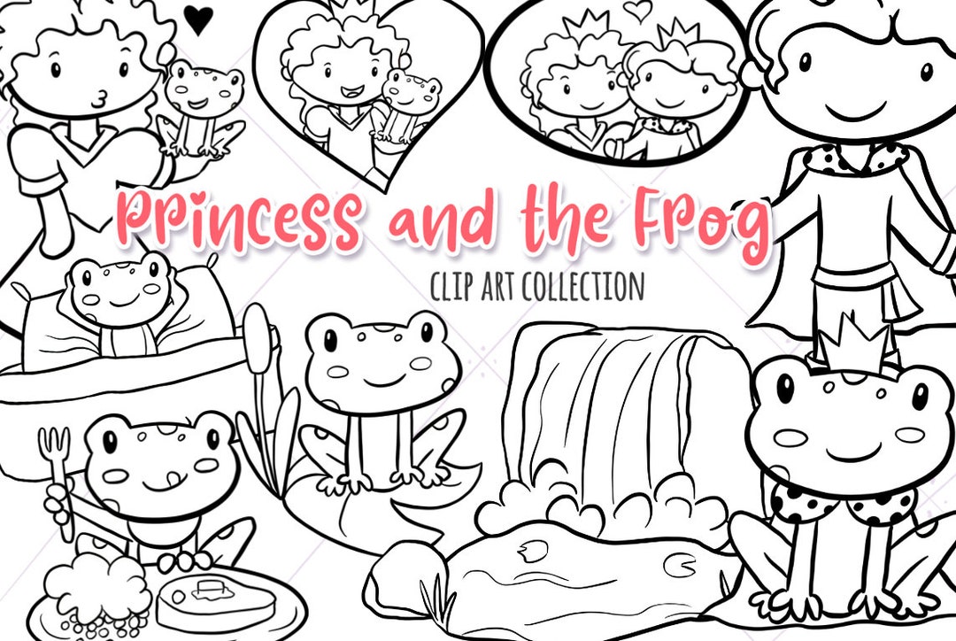 Princess and the Frog Digital Stamps, Frog Prince Black and White ...