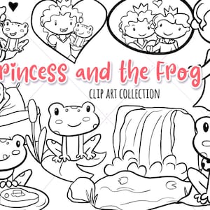 Princess and the Frog Digital Stamps, Frog Prince Black and White ...