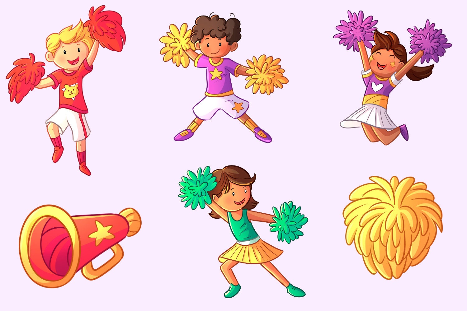 Cheerleading Clipart, Cute Cheerleader Kids Clip Art, Cheerleader Kids ...