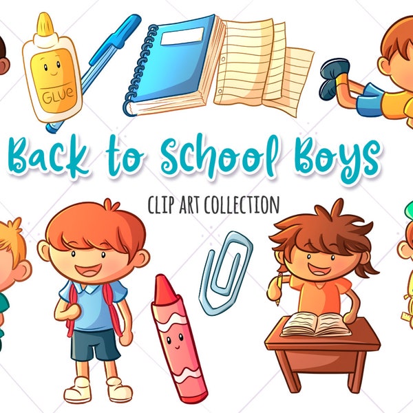 School Boys Clip Art - Etsy