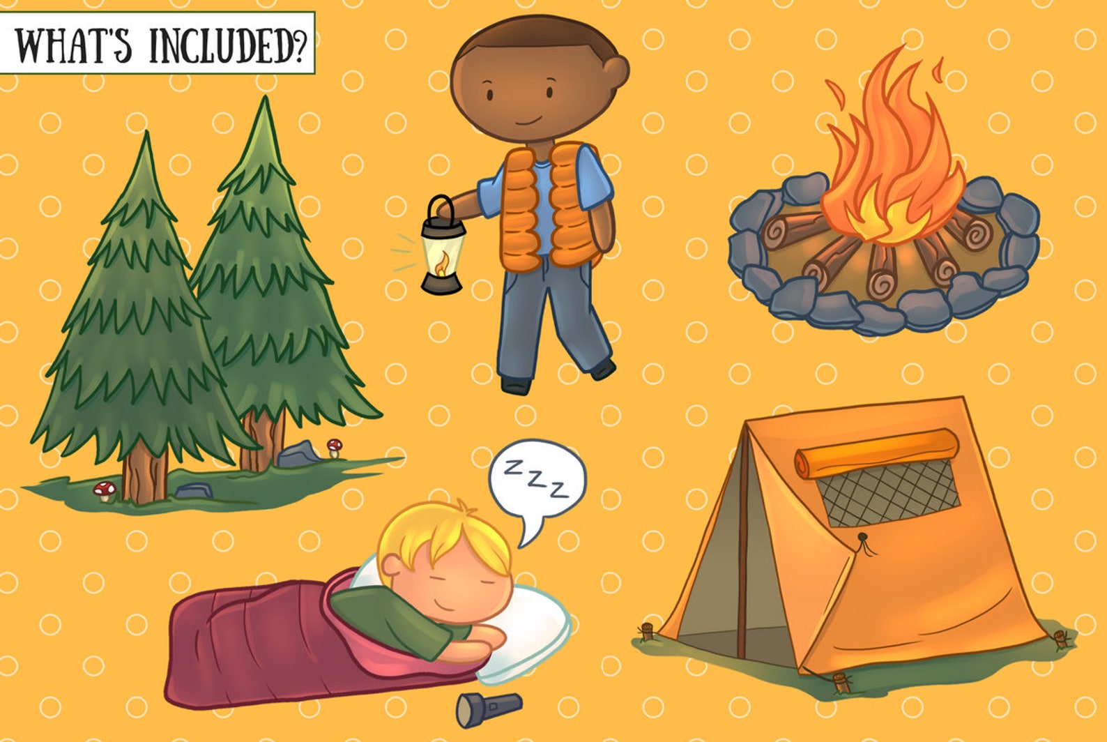 Cute Camping Clip Art Set Outdoors Clip Art Summer Time Clip Art camp ...