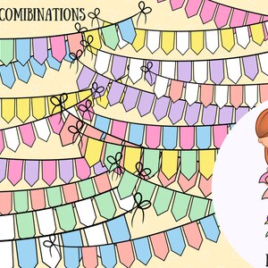 Pastel Rainbow Bunting Banner Clip Art, Cute Bunting Clipart, Rainbow ...