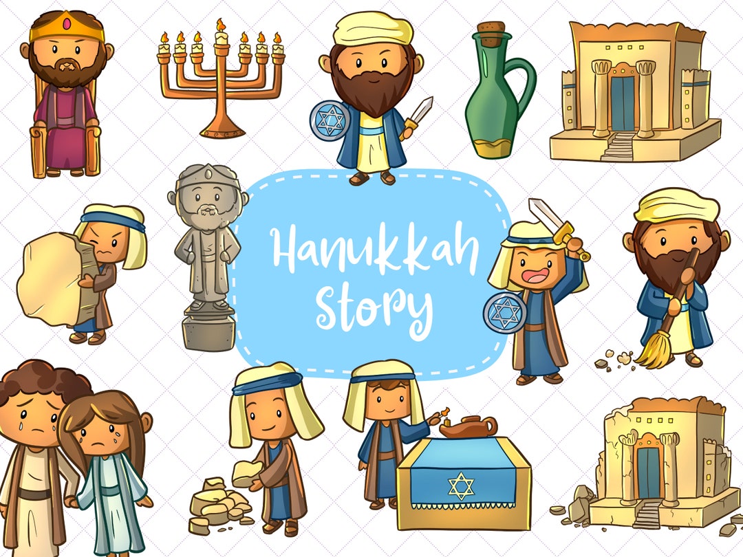 Hanukkah Story Clip Art Collection, Hanukkah Clipart, Cute Hanukkah ...