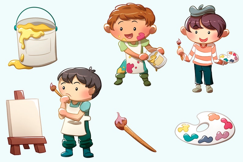 Artist Boys Clip Art Cute Artist Graphics Cute Kids Art - Etsy