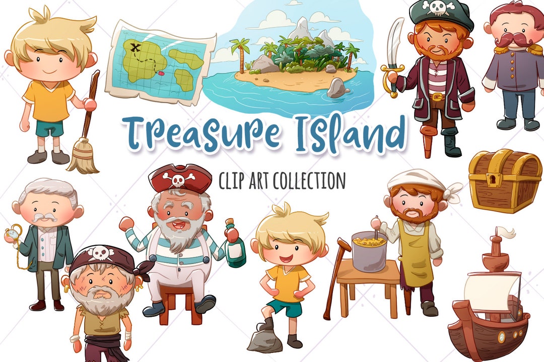 Treasure Island Story Book Clip Art, Pirate Party Clipart, Pirate ...