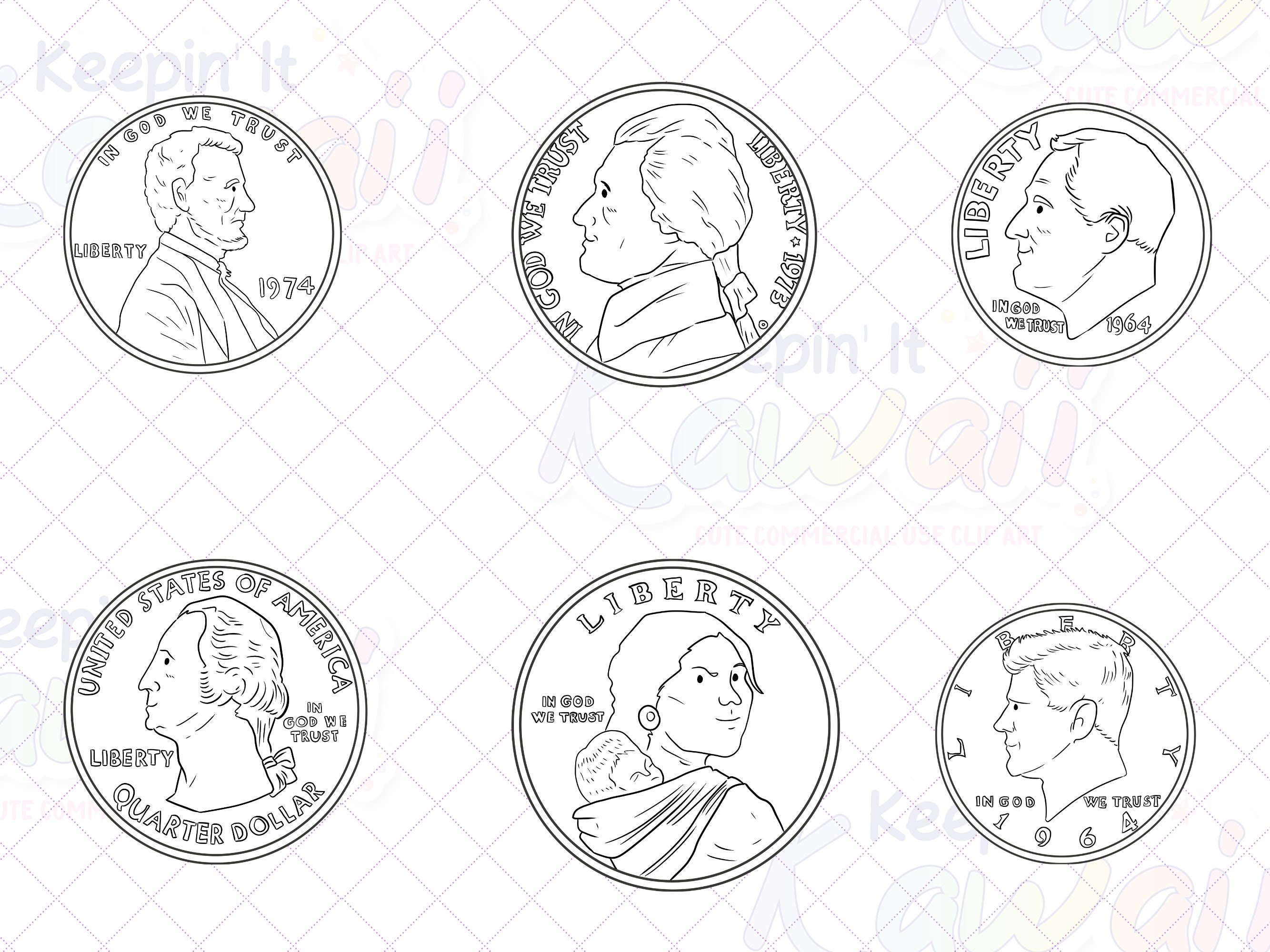 American Money Clip Art, Cute Money, Kids Money Clipart, Kids Finance ...