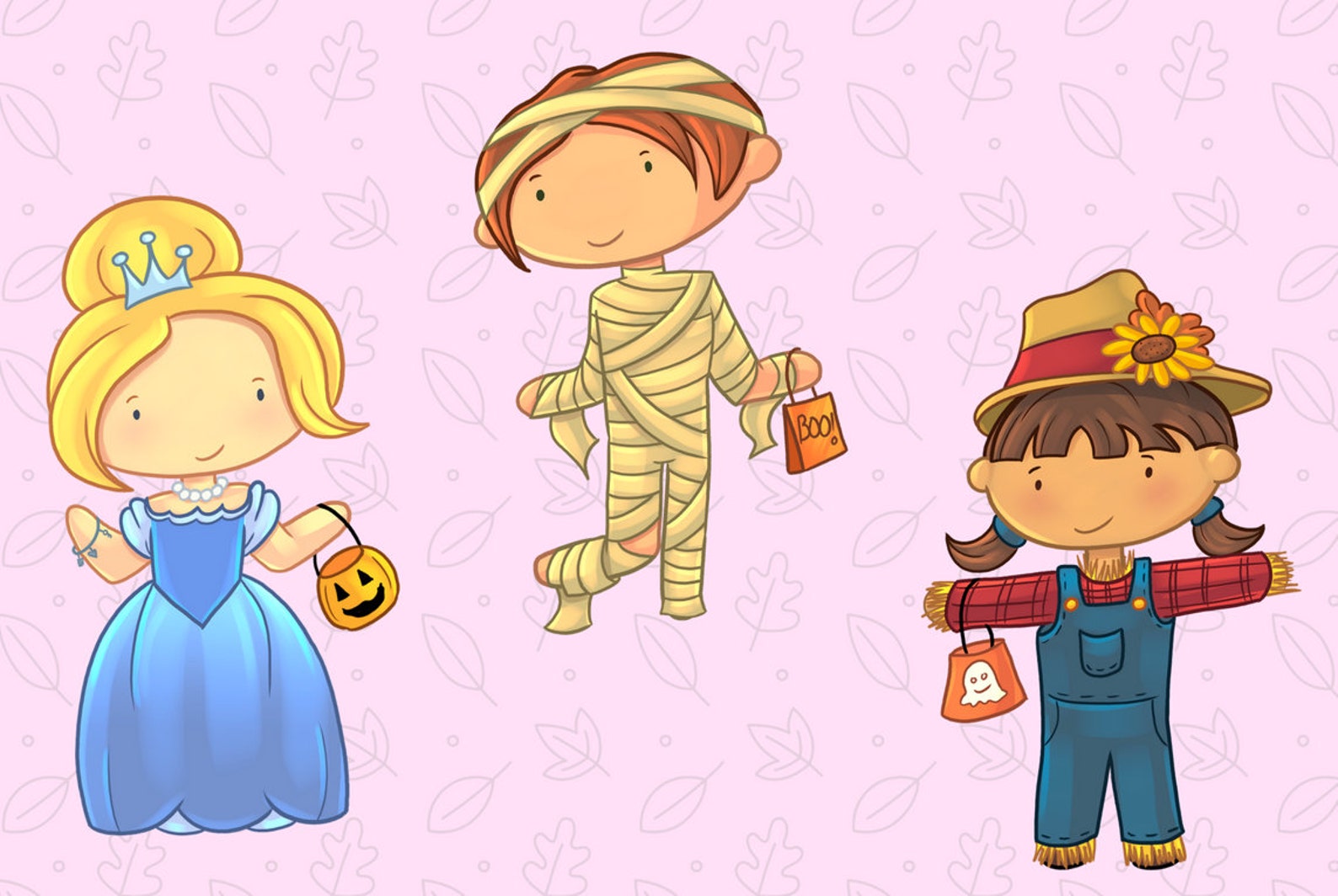 Cute Kids Trick or Treat Clip Art Set Kids Trick or Treating Clipart ...