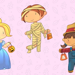 Cute Kids Trick or Treat Clip Art Set Kids Trick or Treating Clipart ...