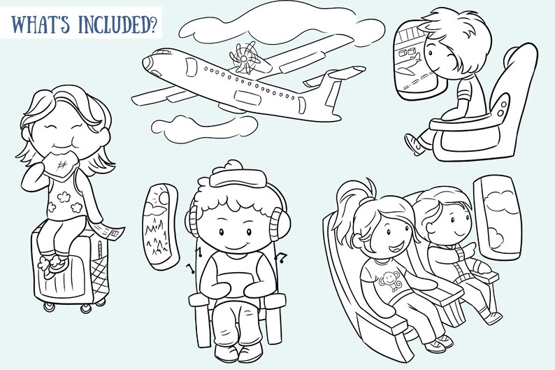 Airplane Travel Clip Art, Cute Airplane Clipart, Vacation Clipart ...