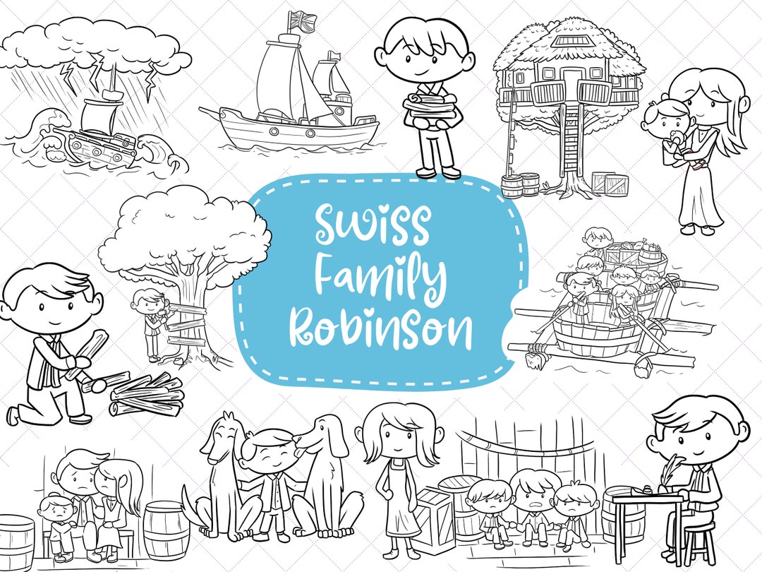 Swiss Family Robinson Clipart, Cute Story Book Clipart, Kawaii ...