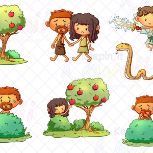 Adam and Eve Clip Art, Bible Story Clipart, Biblical Clip Art ...