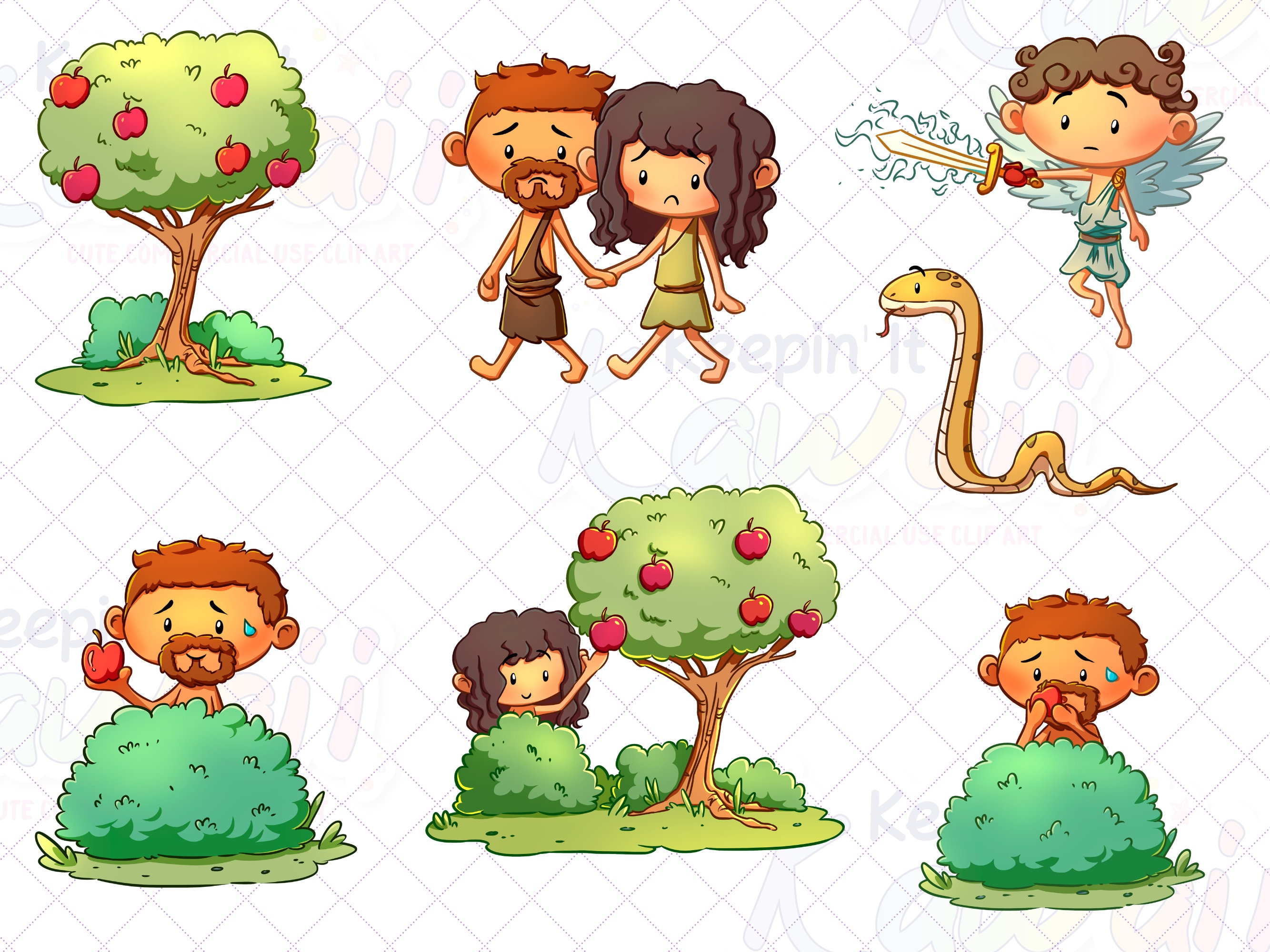 Adam and Eve Clip Art Bible Story Clipart Biblical Clip Art - Etsy UK