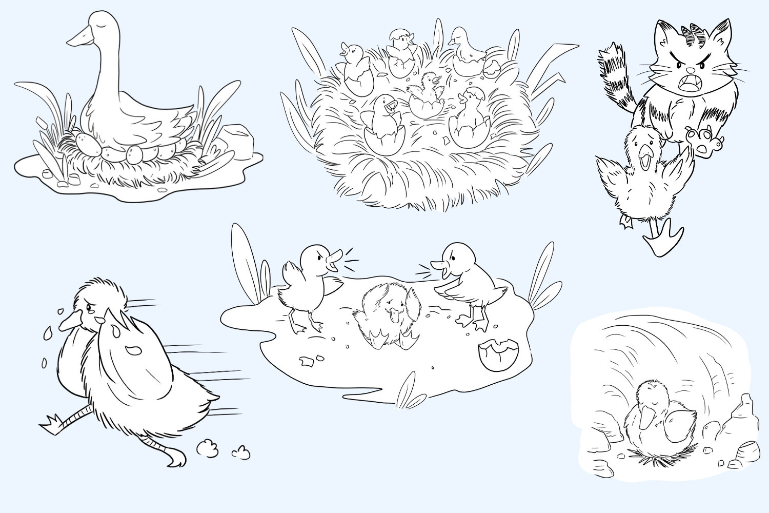 Ugly Duckling Story Book Clipart, Cute Baby Duck Clip art, Kids School ...