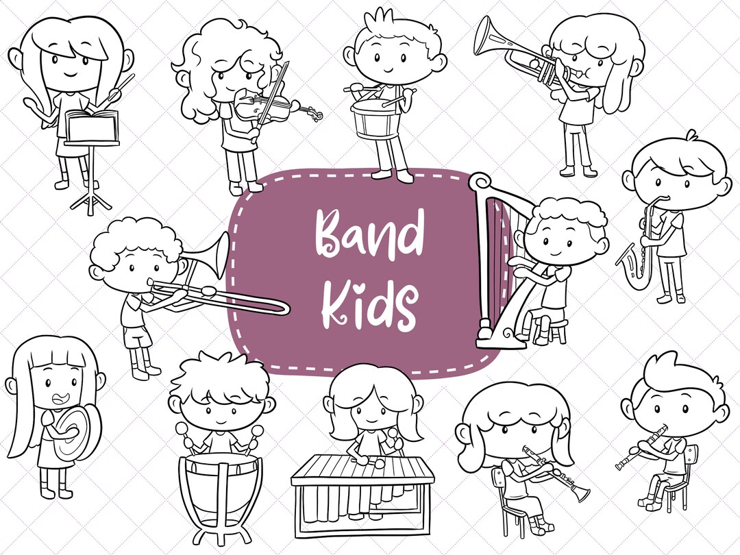 Cute Band Kids Clip Art, Kids Playing Music Clipart, Cute Kids Music ...