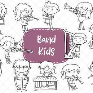 Cute Band Kids Clip Art, Kids Playing Music Clipart, Cute Kids Music ...