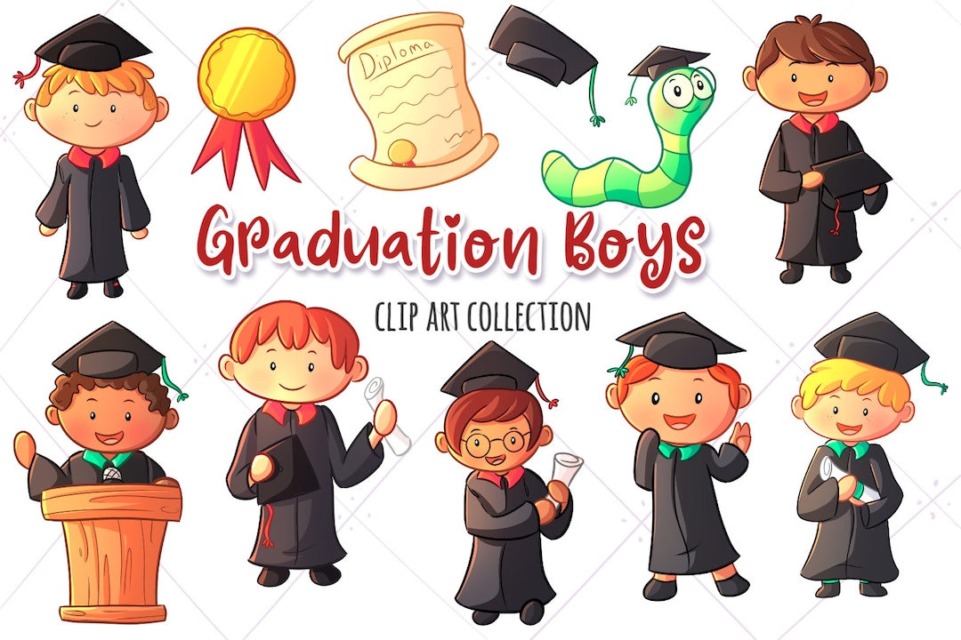 Cute Graduation Boys Clip Art Collection, Little Graduates Clipart ...