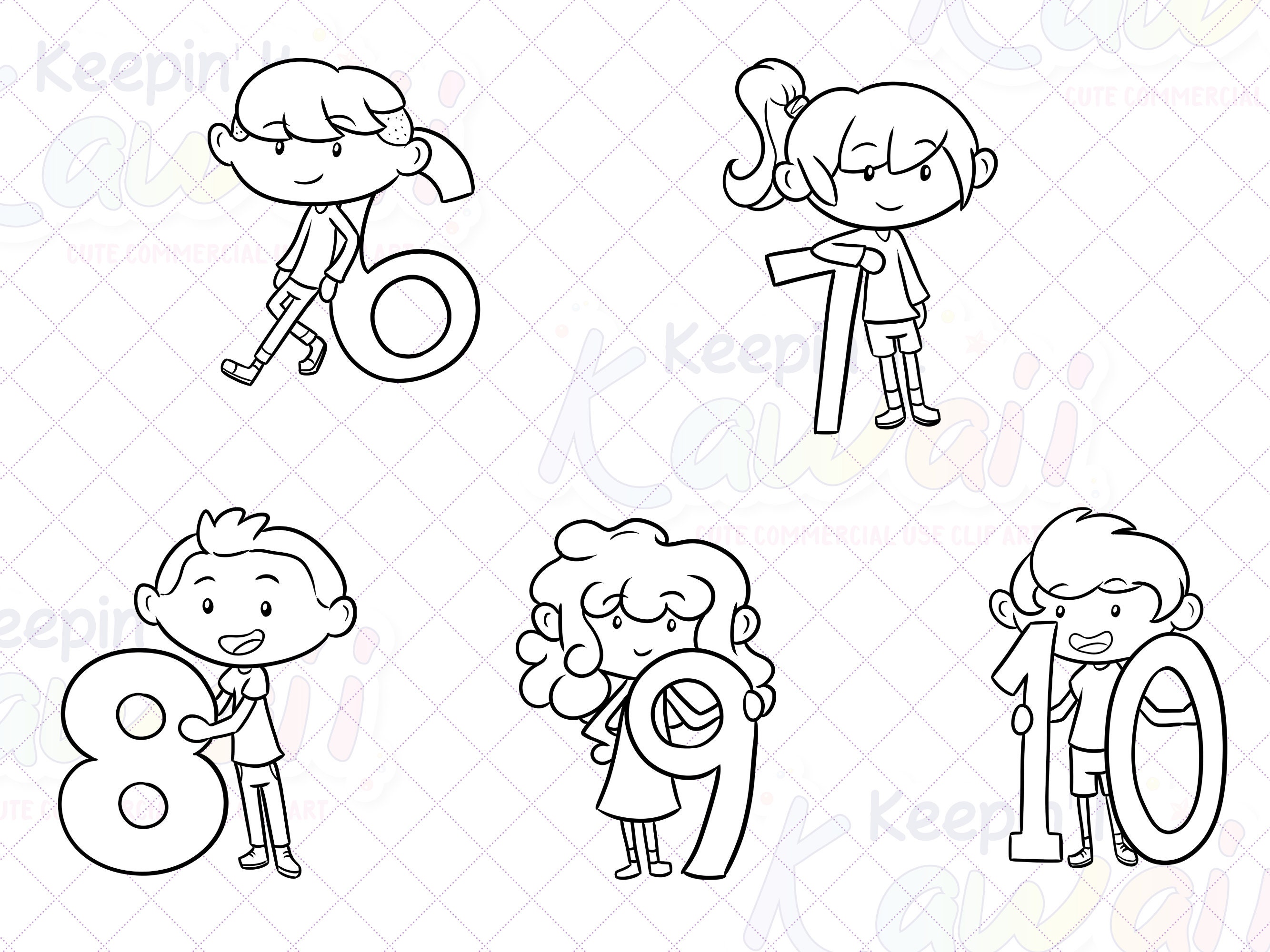 Kids With Numbers Clip Art, Counting Clipart, Kids Classroom Clipart ...