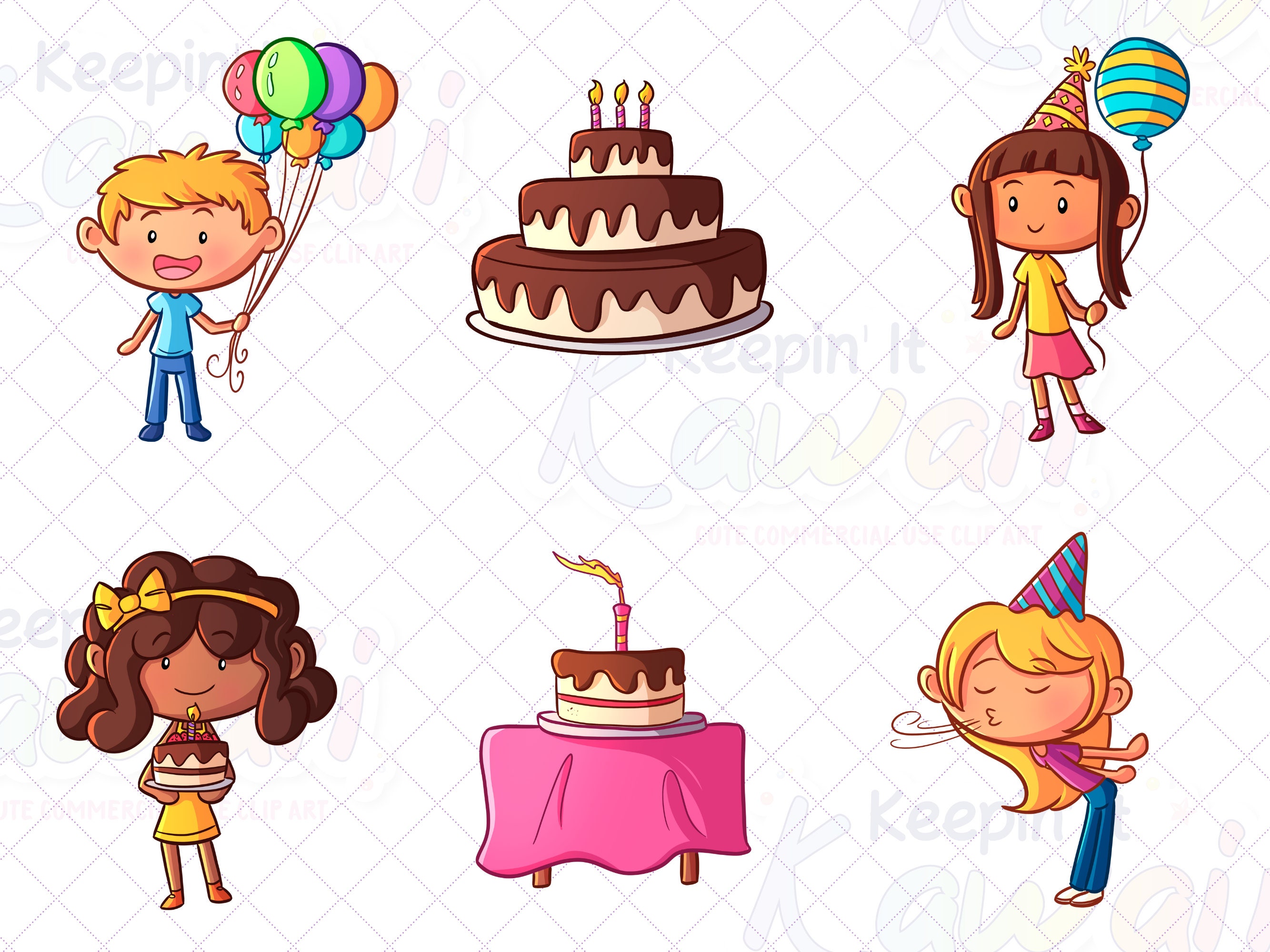 Party Time Birthday Clipart, Happy Birthday Clip Art, Kids Party ...