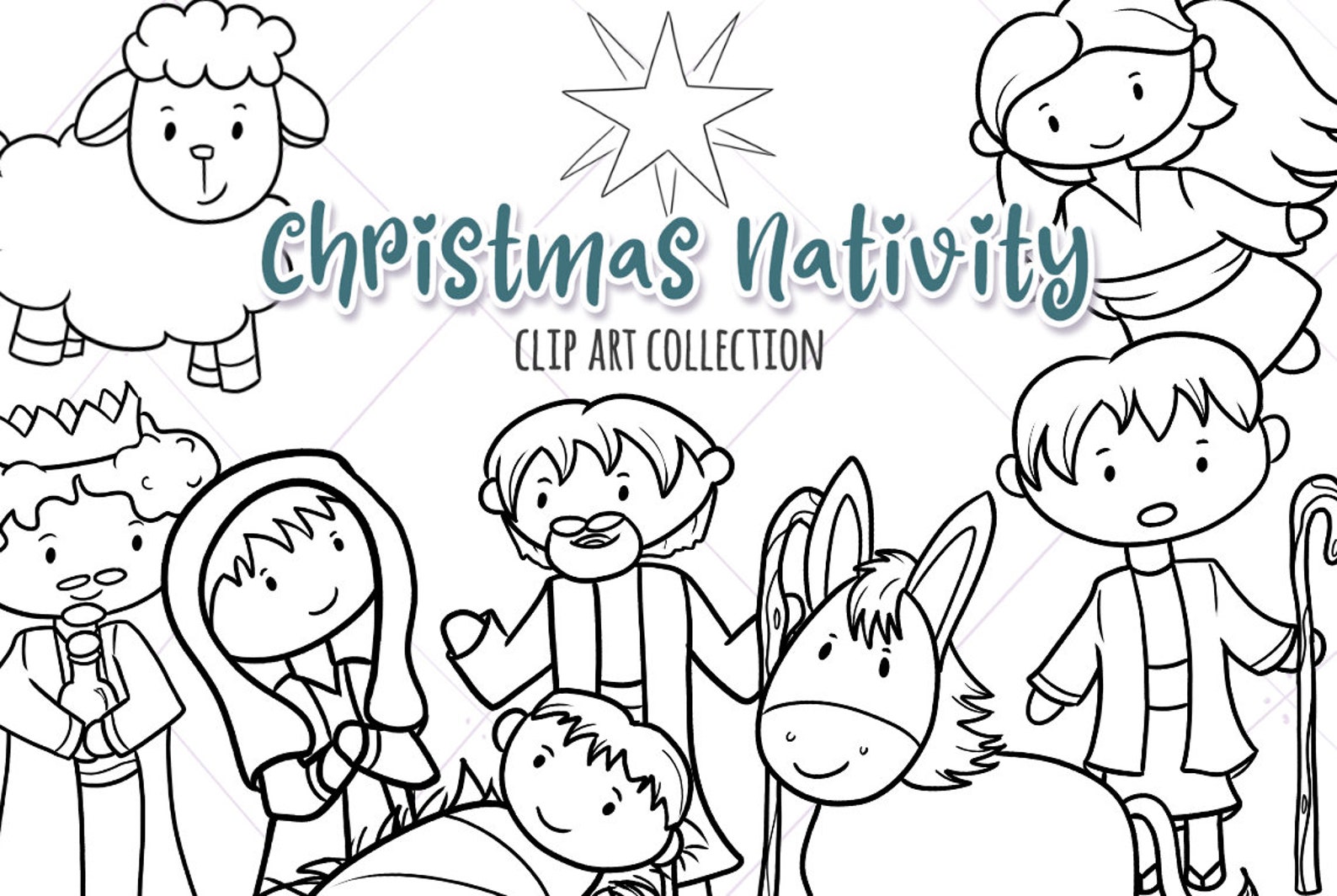 Cute Christmas Nativity Clip Art, Christmas Coloring Pages, Nativity ...