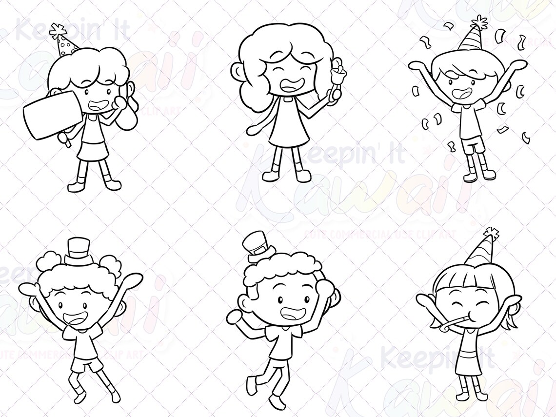 Happy New Year Kids Clip Art, Cute New Year's Eve Clipart, Cute Kids ...