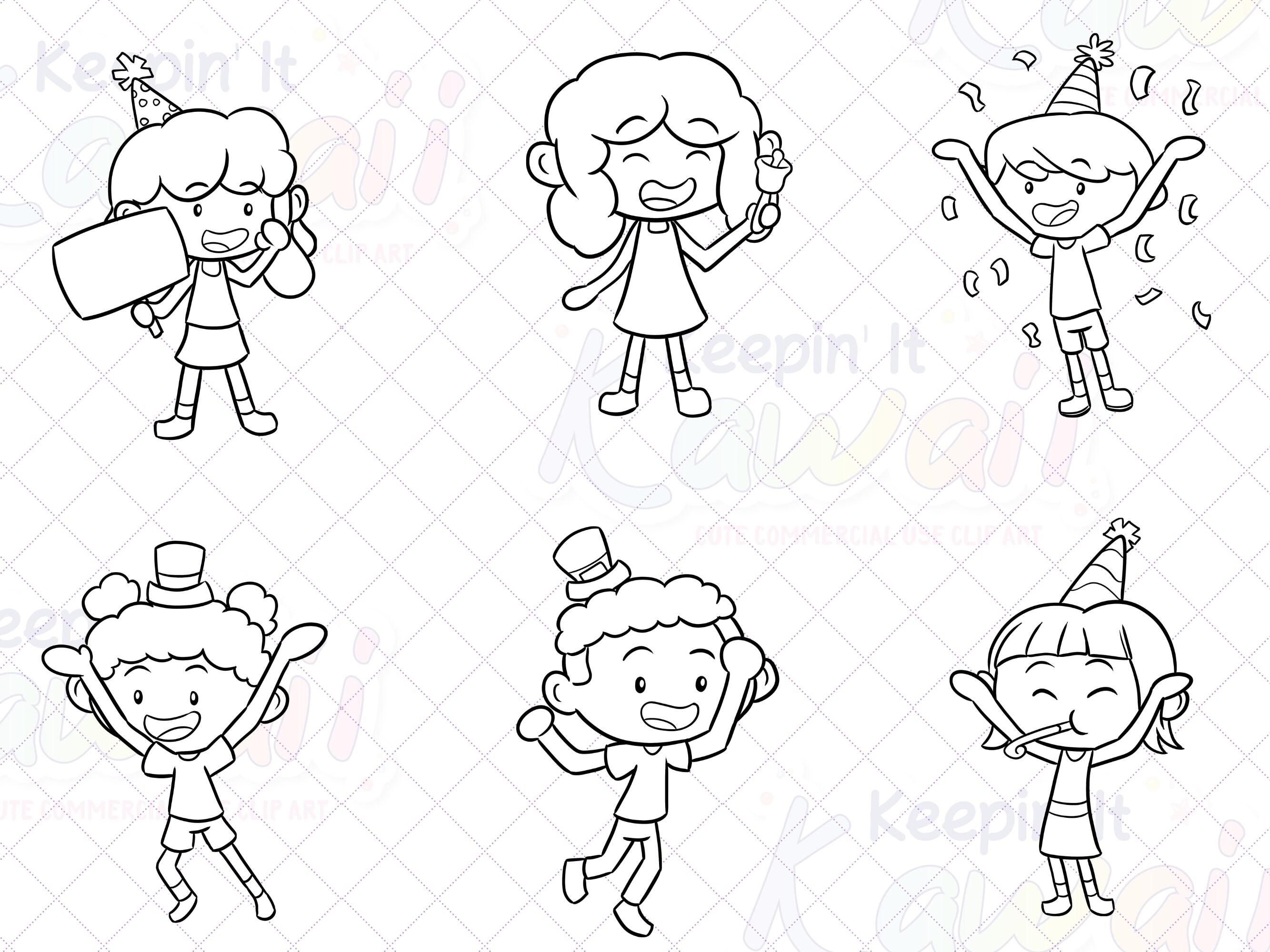Happy New Year Kids Clip Art, Cute New Year's Eve Clipart, Cute Kids ...