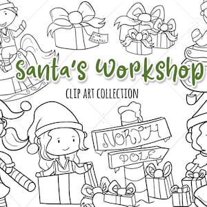 Santa's Workshop Digital Stamps Collection, Cute Christmas Clip Art ...