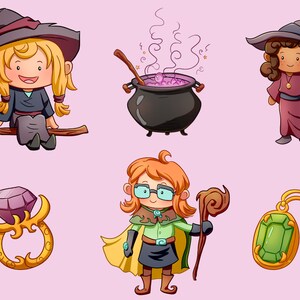 Playful Witches Clipart Collection, Cute Fantasy Witches Clip Art ...