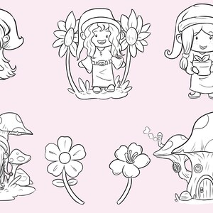 Spring Gnome Girls Clipart, Cute Garden Gnome Clip Art, Kawaii Gnomes ...
