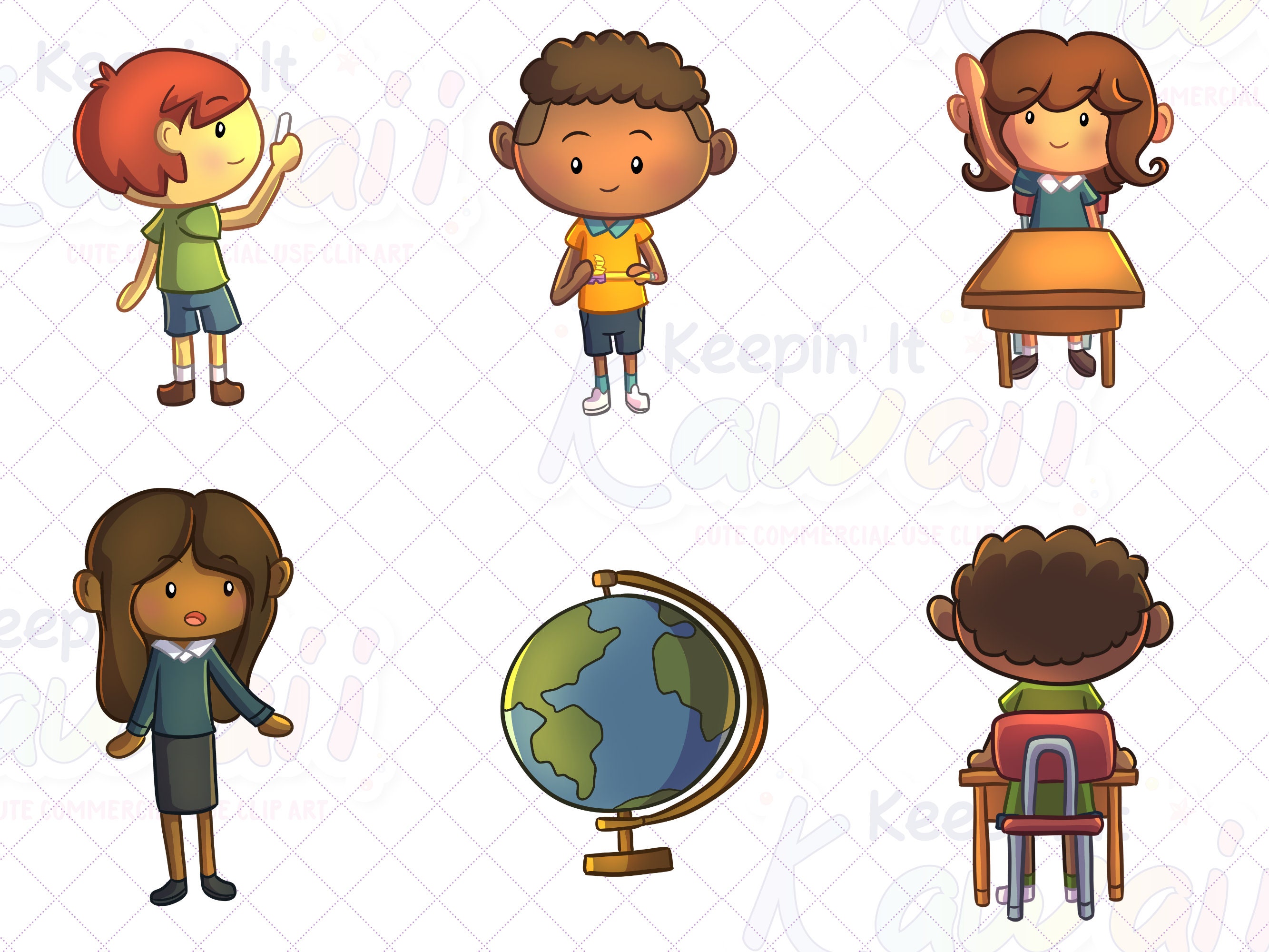 Kids in Class Clipart, Classroom Kids Clip Art, Back to School Clipart ...
