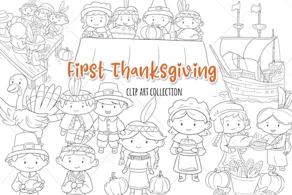 Cute Thanksgiving Clip Art First Thanksgiving Thanksgiving | Etsy